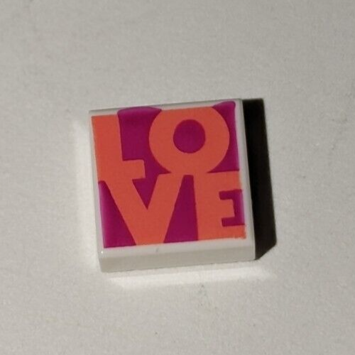 LEGO 1x1 White Tile With Coral Love on Magenta Pattern Piece Part ...