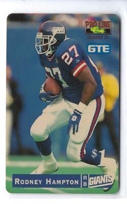 1995 Classic Pro Line GTE $1 Phone Card Rodney Hampton - New York ...