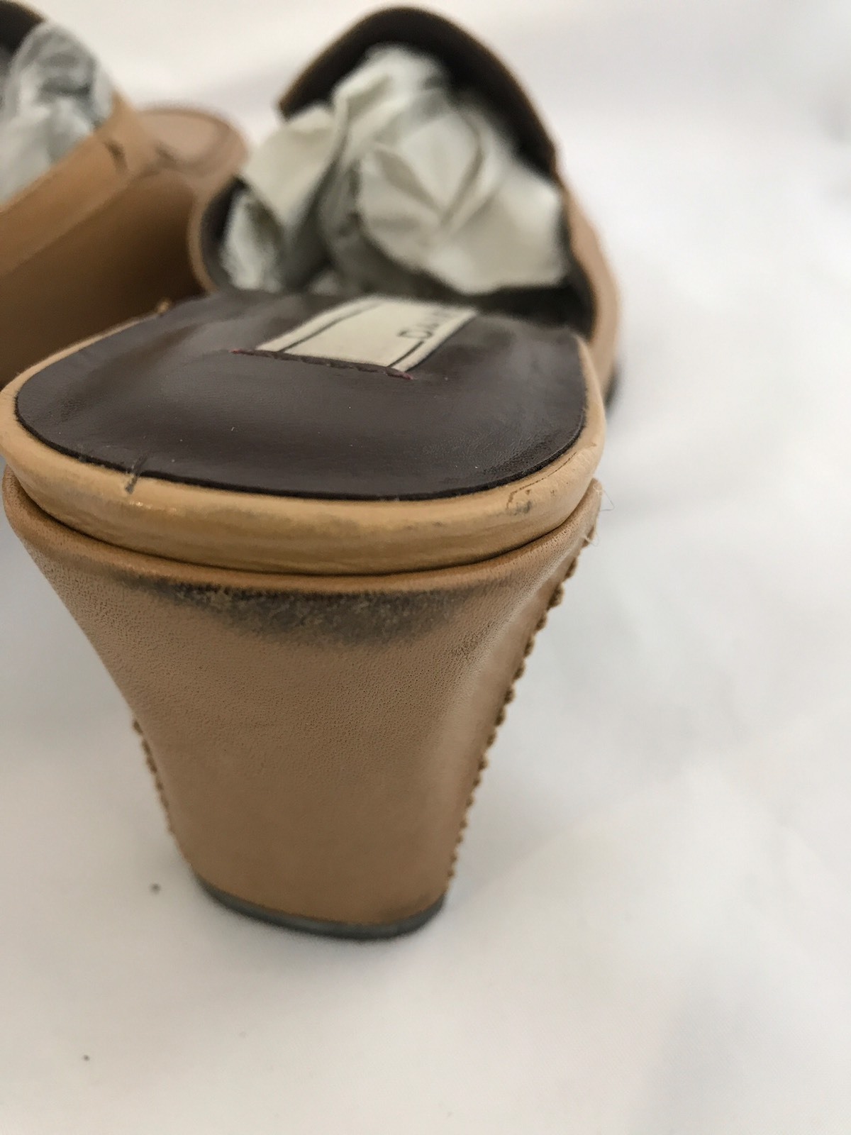 DANELLE Women's Size 8M Luggage Leather Slip On Block Heel Mules | eBay