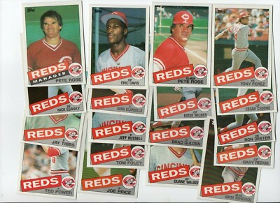 ERIC DAVIS PETE ROSE TONY PEREZ REDS PARKER 26X 1985 TOPPS SET BREAK ...