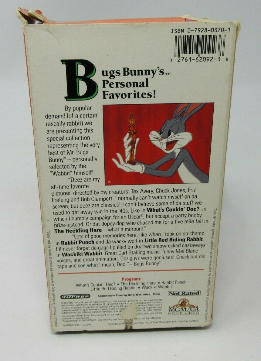 BUGS BUNNY: THE VERY BEST OF BUGS ANIMATED VHS VIDEO, 5 CLASSIC ...