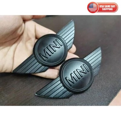 2x Mini Cooper Matte Black Emblem Bonnet Badge Sticker JCW R53 R55 R56 ...