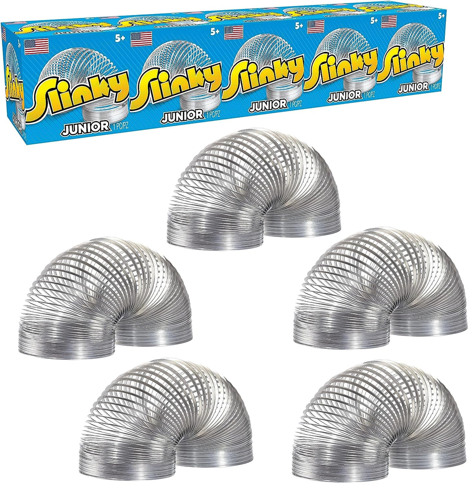 Slinky Jr. The Original Walking Spring Toy, 5-Pack Small Metal Slinkys ...