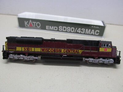 KATO ~ CUSTOM - WISCONSIN CENTRAL SD90/43MAC POWERED LOCOMOTIVE # 9301 ...