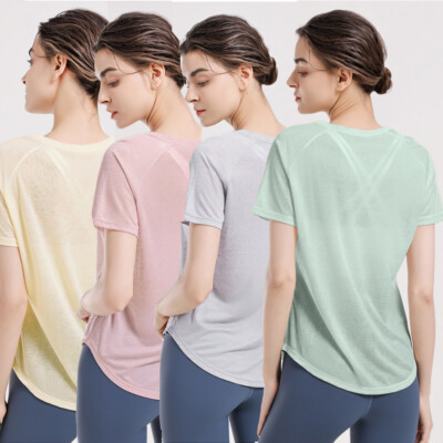 Women's Quick Dry Running Workout Shirts Soft Cool Sheer Short Sleeve ...