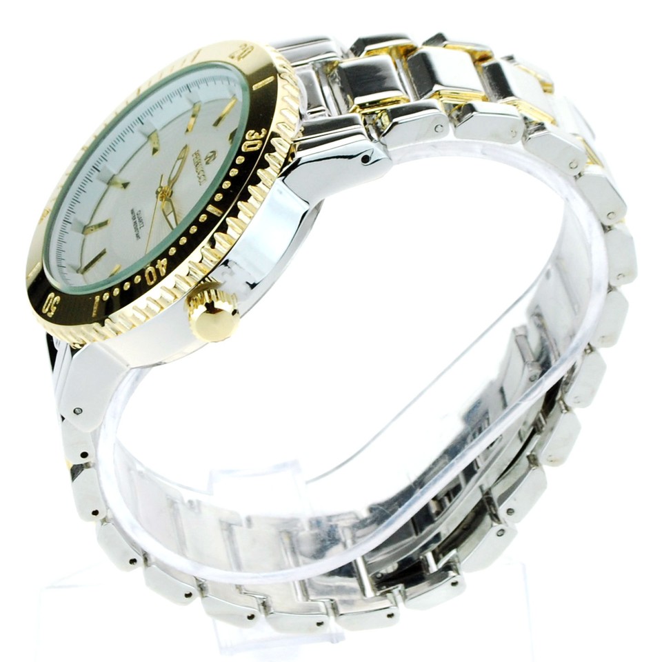 Mens Designer Fashion Luxury Plated Metal Dress Analog Round Wrist ...