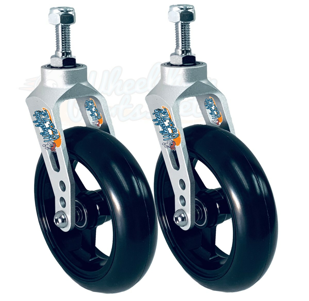 ALUMINUM CASTER FORK (SILVER) ASSEMBLY WITH WHEELS. CHOOSE YOUR WHEEL ...