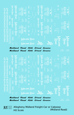 K4 HO Scale Decals Allegheny Midland Road Hopper Boxcar Caboose White ...