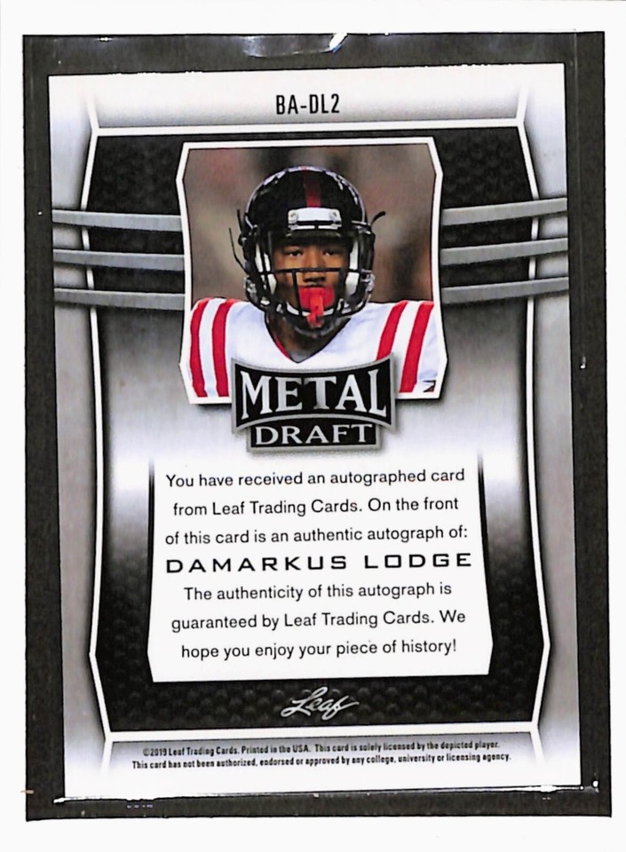2019 Leaf Metal Draft DAMARKUS LODGE #BA-DL2 RC AUTO CINCINNATI BENGALS ...