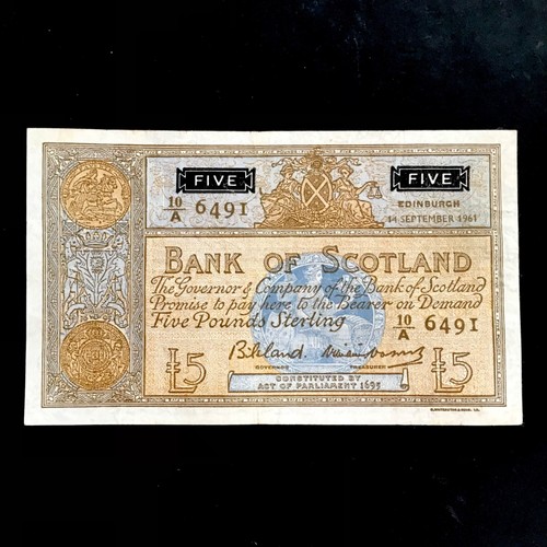 SCOTLAND. 1961 BANK OF SCOTLAND FIVE POUNDS BANKNOTE. SCARCE. | eBay UK