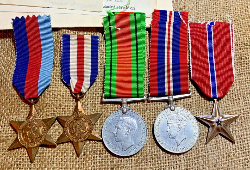 WW2 British medal group of 5 with bronze star and original documents ...