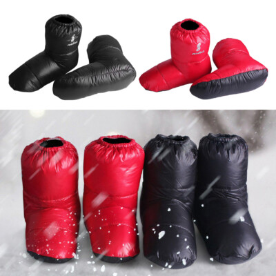 Duck Down Booties Camping Hiking Cabin Slippers Waterproof Warm Long ...