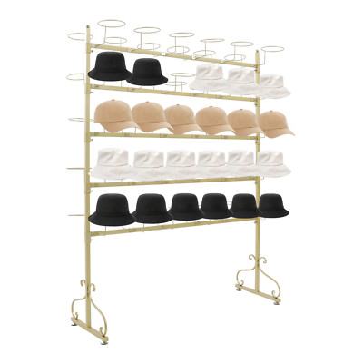 5 Tier Hat Display Rack Free Standing Metal Caps Headwear Stand 60Hats ...