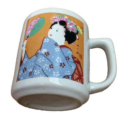 JAPANESE GEISHA COFFEE MUG CERAMIC 9oz TEA CUP MAIKO KIMONO JAPAN | eBay