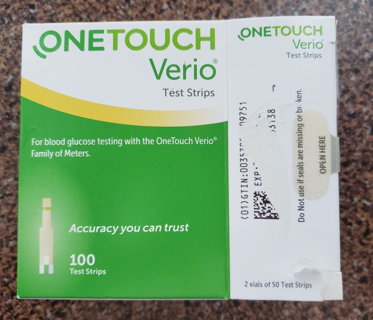 100 One Touch Verio Glucose Test Strip 11/24+ exp 11/2024 or later OPEN ...