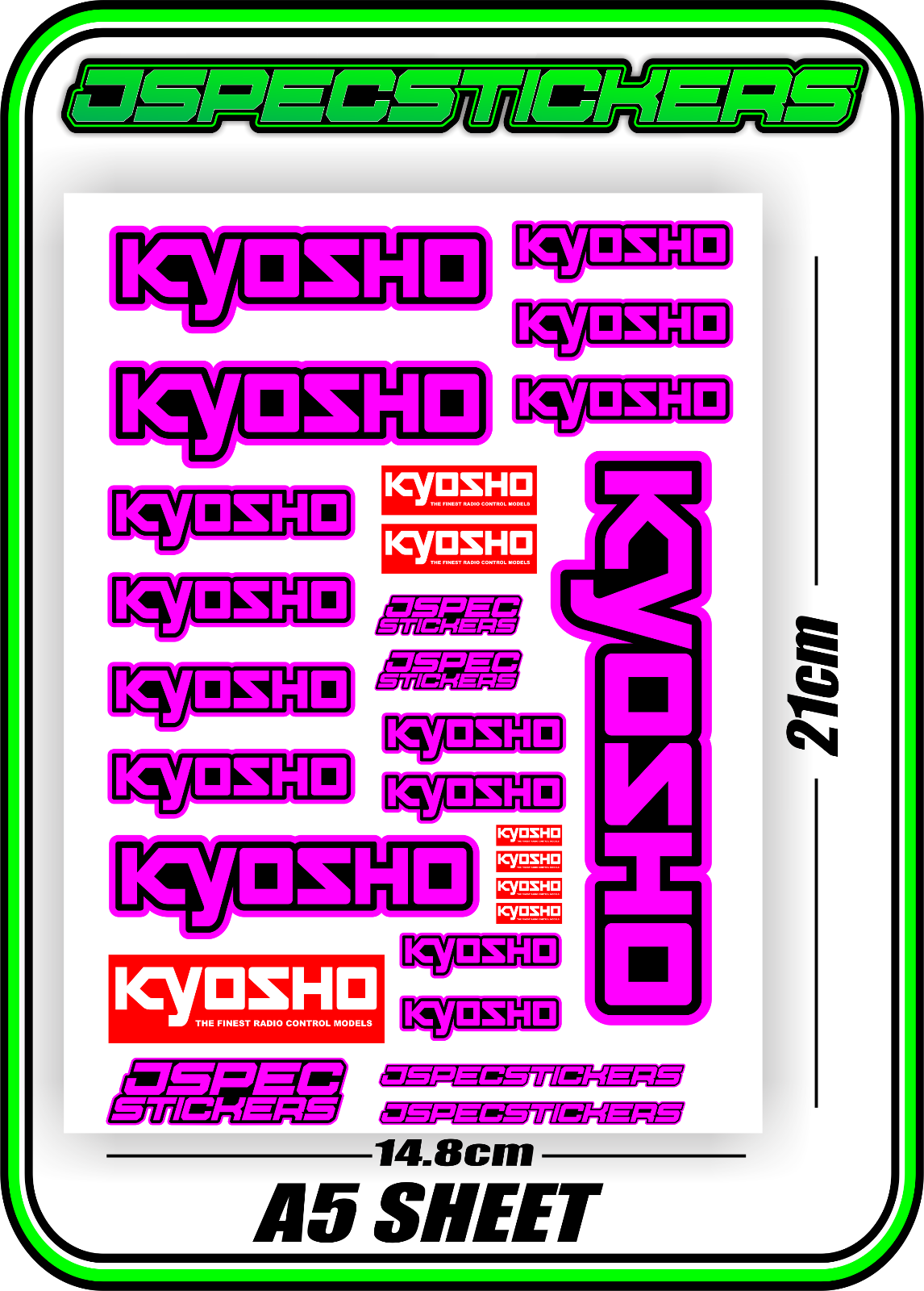 KYOSHO RC RACING CUSTOM STICKER SHEET A5 MINI Z BUGGY CAR ELEC DRONE ...