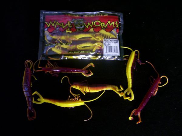 Wave Worms 4" Tiki Kickin Tail Shrimp Flounder lures Fluke Fishing ...