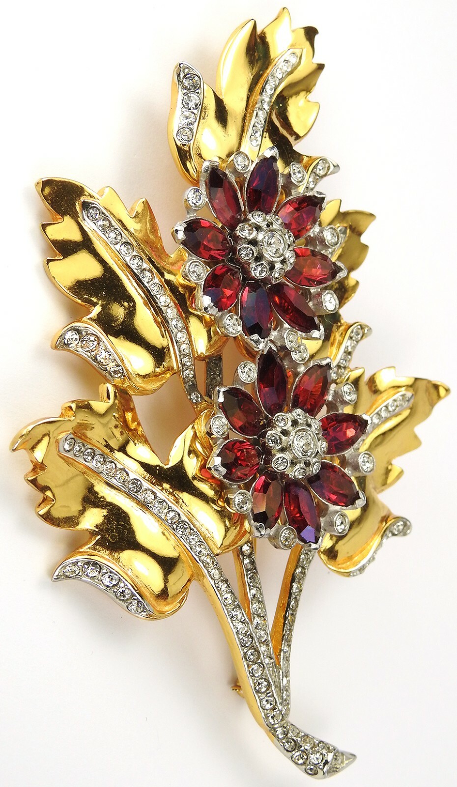 Corocraft Gold Pave and Ruby Giant Double Starflowers… - Gem