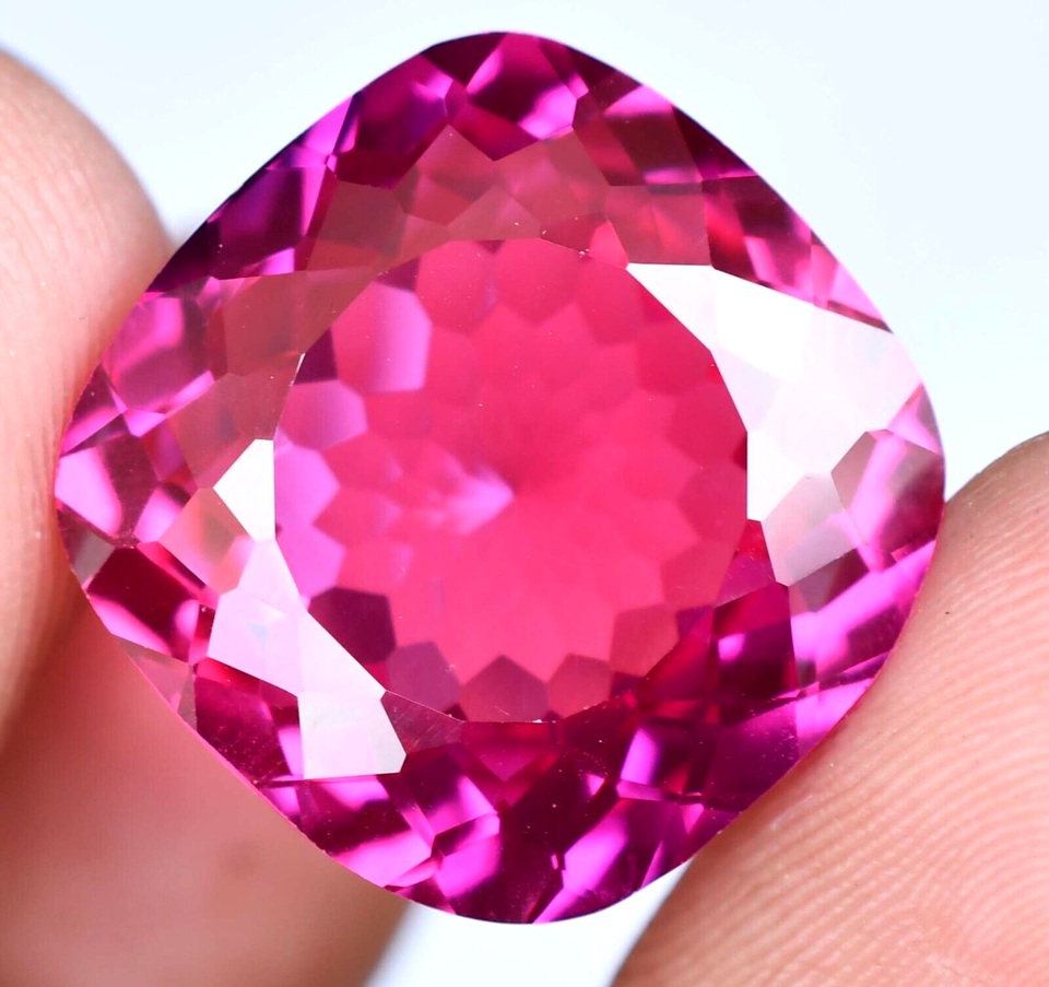 30.15Ct Natural Rhodolite Garnet Cushion Raspberry Pink Certified Loose ...