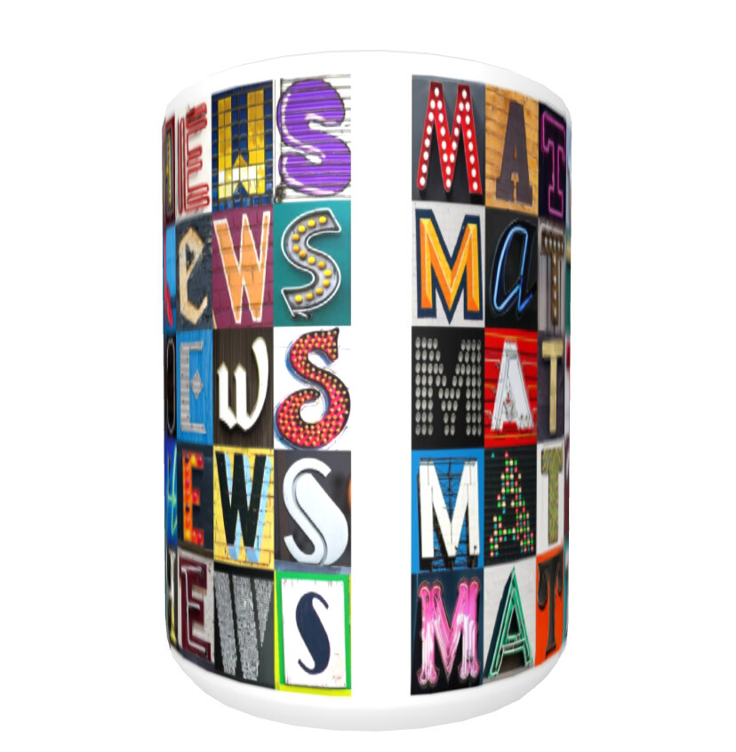 MATTHEW Coffee Mug / Cup featuring the name in photos of sign letters ...