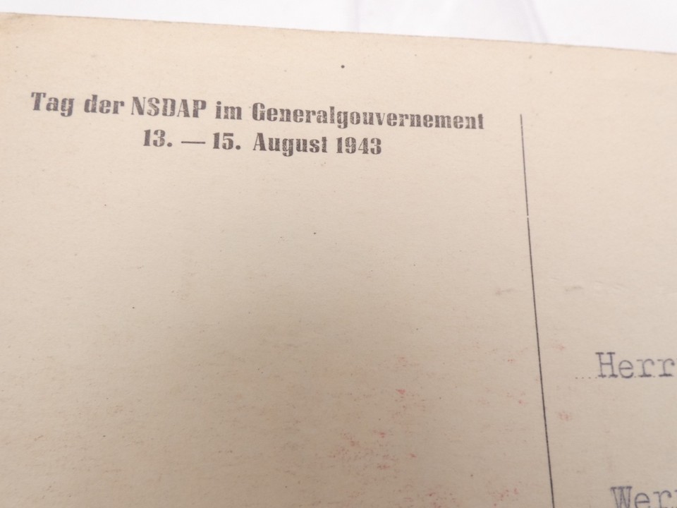 WW2 GERMAN 1943 POSTCARD NSDAP Day in General Govt / Kraukau Stamp | eBay