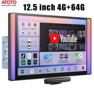 ATOTO 12.5'' QLED Double Din Android 13 Car Stereo 4G LTE CarPlay ...