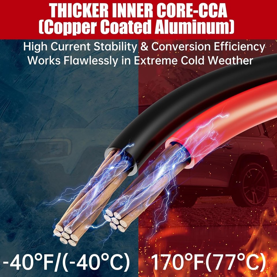 0 Gauge 30 FT Heavy Duty Jumper Cables Car Battery 1000Amp Quick ...
