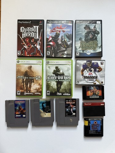 Video Game Lot Of 12 Games PS2, Xbox 360, Sega, NES Untested/Not ...