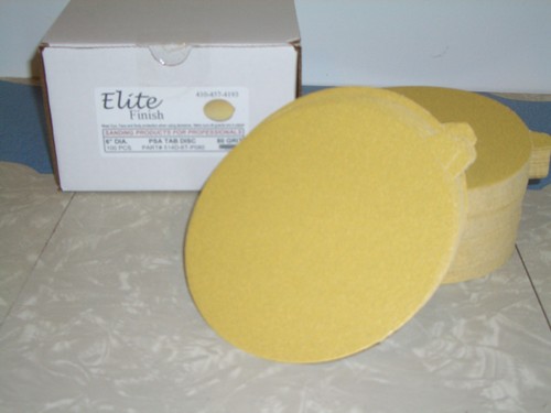 6" PSA Tab Discs Sticky Sand Paper Discs 120 Grit 100 Pack Premium Gold ...