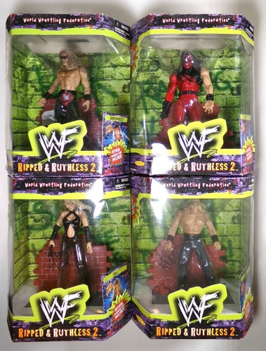 Lot / set of 4 WWF Ripped & Ruthless 2 Kane + Sable + Triple H + Shawn ...