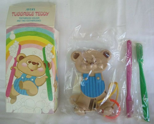 Vintage Avon 1980 Tuggable Teddy Toothbrush Holder and Toothbrushes ...