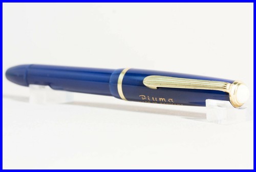 1950s ROYAL BLUE Pluma MADE IN GERMANY Piston Filler Gold-plated F Nib ...