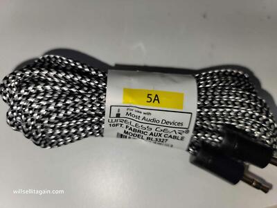 Wireless Gear 10ft Fabric Aux Audio Cable - Black | eBay