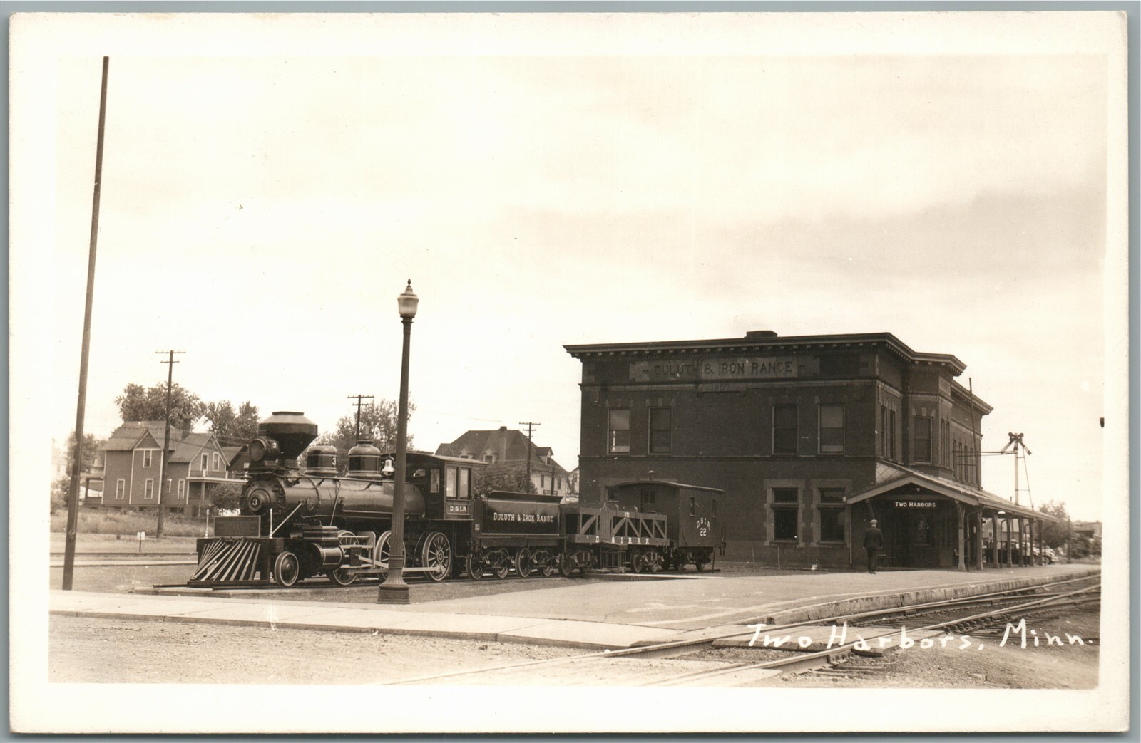 TWO HARBORS MN RAILROAD STATION RAILWAY DEPOT VINTAGE REAL PHOTO ...