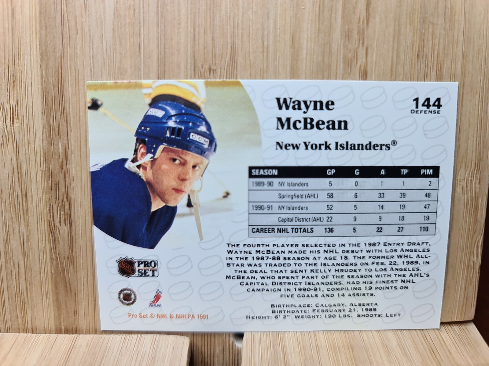 WAYNE McBEAN🏆1991 Pro Set #144 NEW YORK NHL Hockey Card🏆FREE POST | eBay