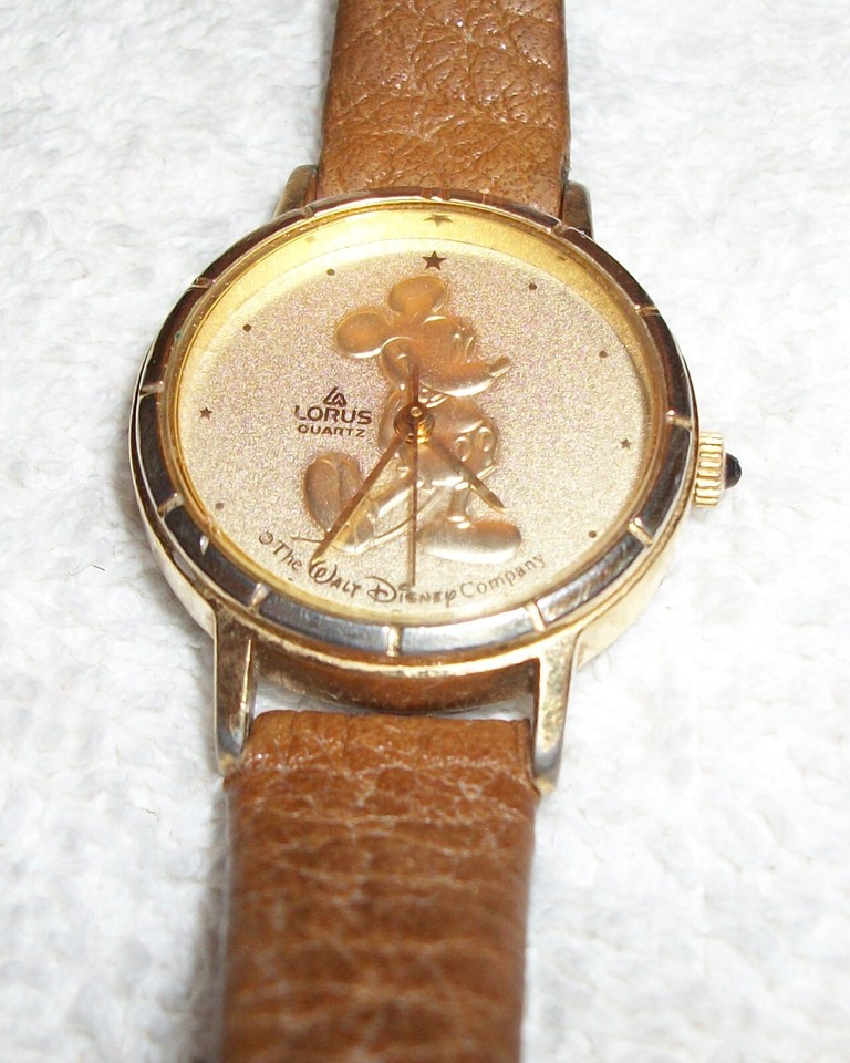 Disney Lorus Mickey Mouse Watch Embossed Gold Tone Ladies Watch 25mm ...