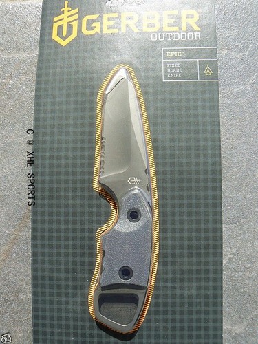 Gerber Epic Serrated Pig Hunting Camping Knife + Sheath Drop Point 31 ...