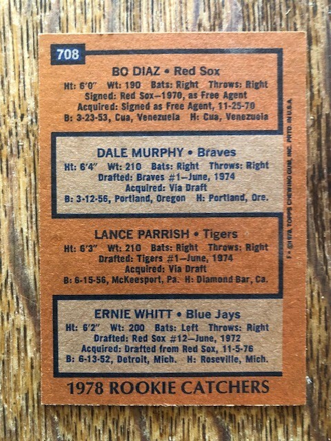 1978 Topps Dale Murphy (Atlanta Braves), Lance Parrish(Detroit) Rookie ...
