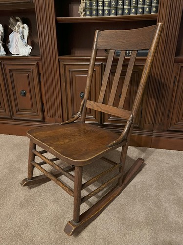 Antique Sewing Rocker - Mission Style Solid Oak Ladies Nursing Rocking ...