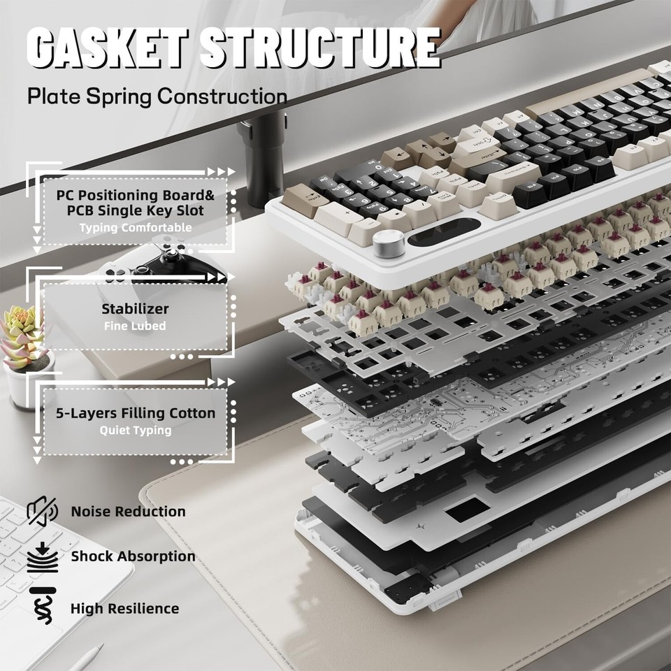 ATTACK SHARK X98 Pro Wireless Mechanical Keyboard, Tri-Mode BT5.0/2.4G ...