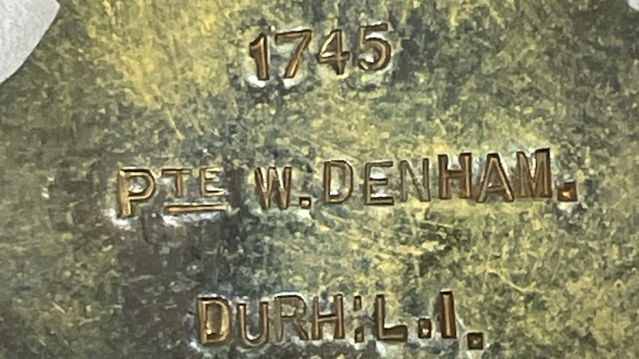 Original WW 1 1914/15 British Star, Pte. William Denham Reg. 1745 Durh ...