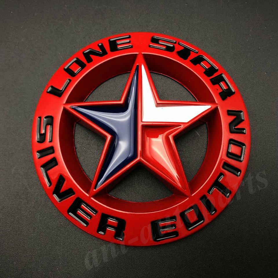 Metal Red Lone Star Texas Edition Car Front Grille Emblem Badge Decal ...