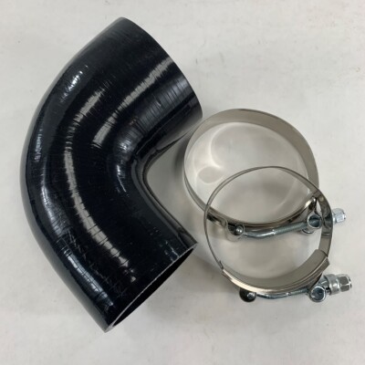 2.5" to 3" I.D. Black 90 Degree Silicone hose Coupler 4 layer polyester ...