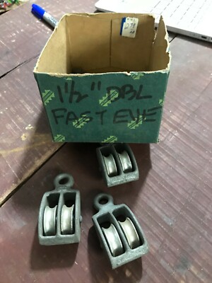 NEW Vintage 3-pack Double Pulley SECURE LINE UTILITY 1/2" FAST EYE | eBay