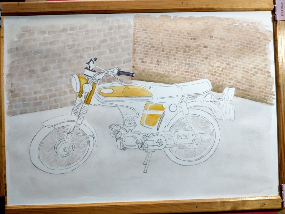 Yamaha FS1E "Fizzy" SS50 Moped - Watercolour Print by Andy Crabb #405 ...