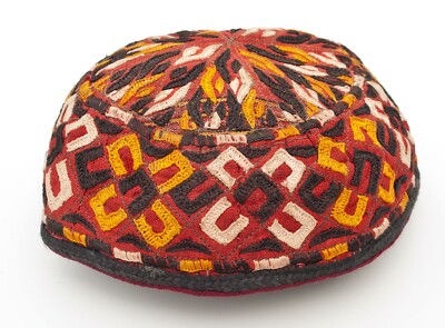 Man's Cap Traditional Tribal Hand-Embroidered Central Asia bright, warm ...