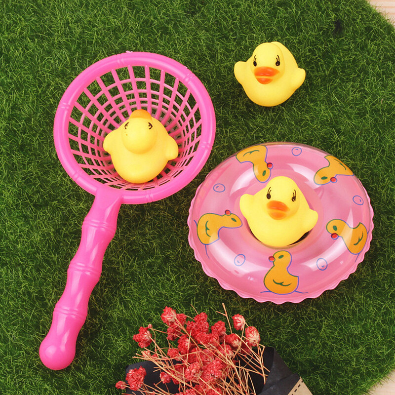 5Pcs/set kids Floating Bath Toys Mini Swimming Rings Rubber Yellow ...