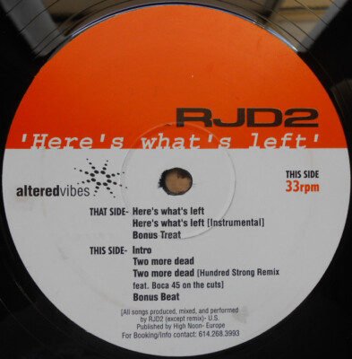 RJD2 ORIG UK 12 Here’s what’s left EX 2002 Altered Vibes AV005 Hip Hop ...
