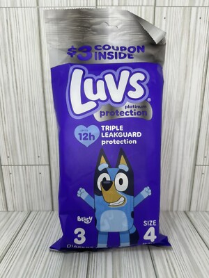 Luvs Diapers Bluey Size 4 Platinum Protection 3 pack Travel Pack | eBay