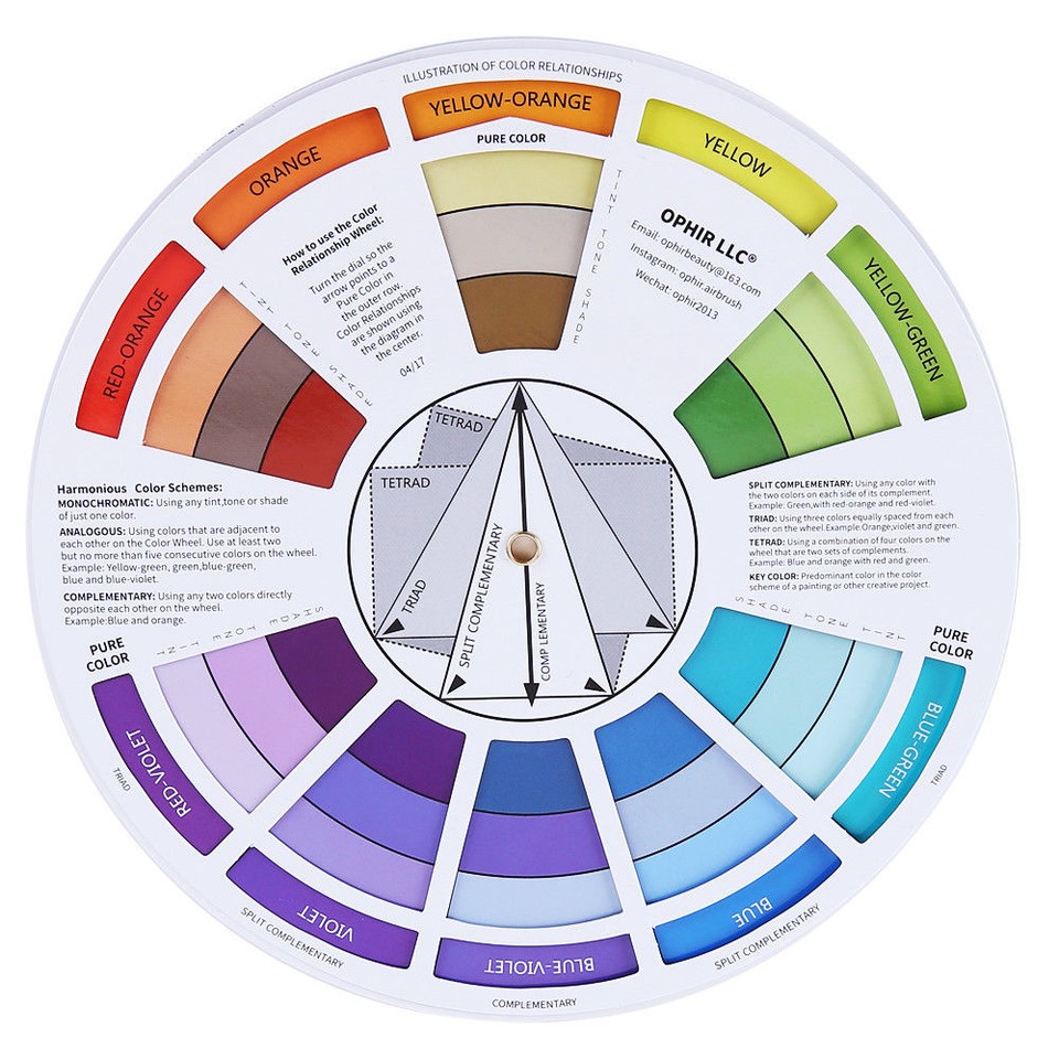 OPHIR Mixing Color Wheel Color Guide for Painting Body Tattoo Makeup ...